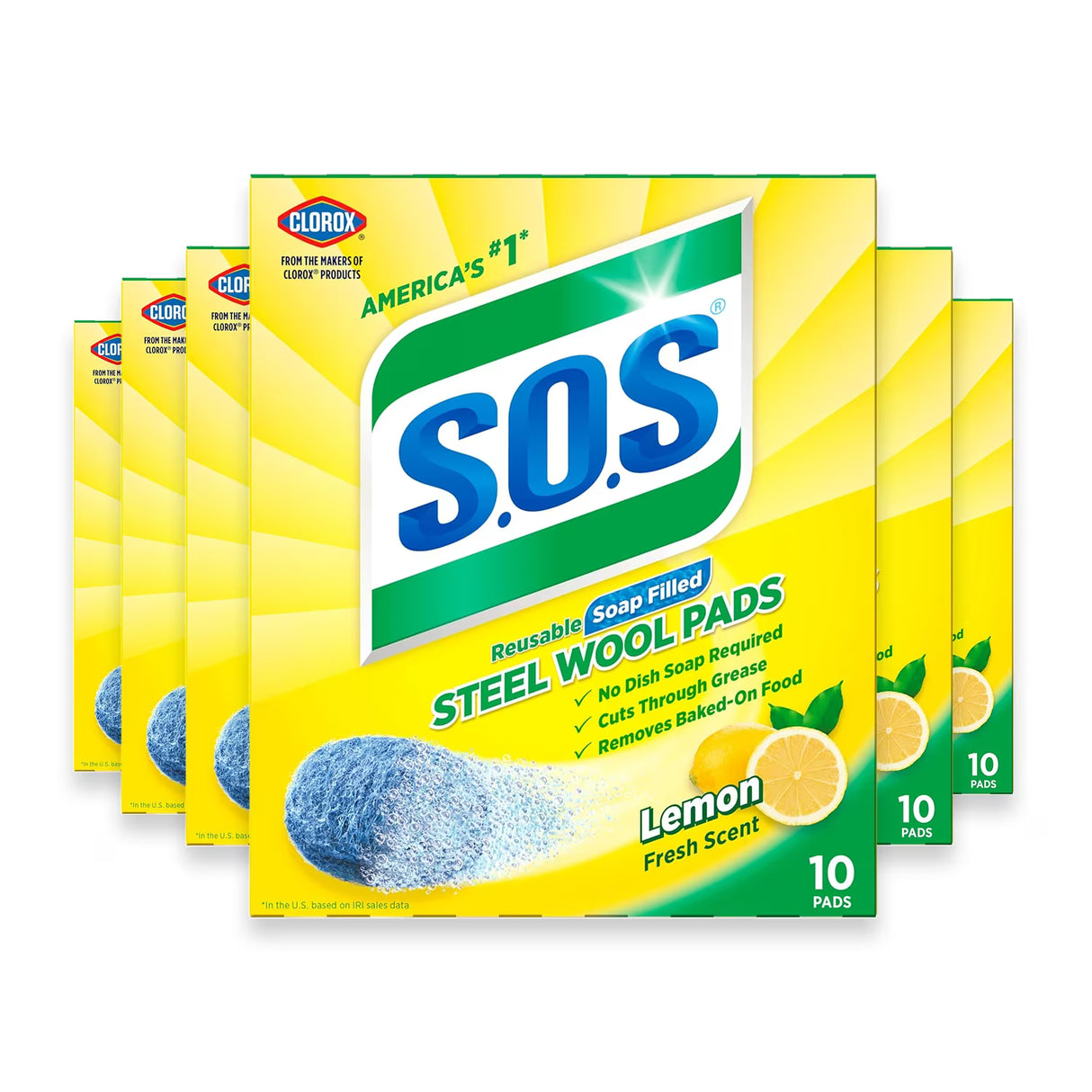 S.O.S Regular Lemon Steel Wool Soap Pads, 10 Count - 6 Pack – Contarmarket