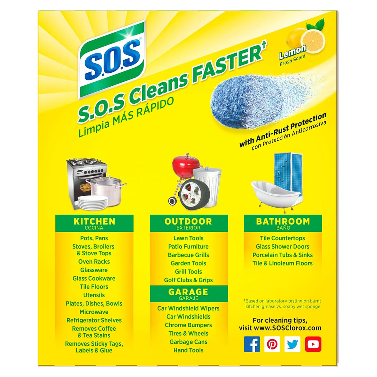 S.O.S Regular Lemon Steel Wool Soap Pads, 10 Count - 6 Pack – Contarmarket