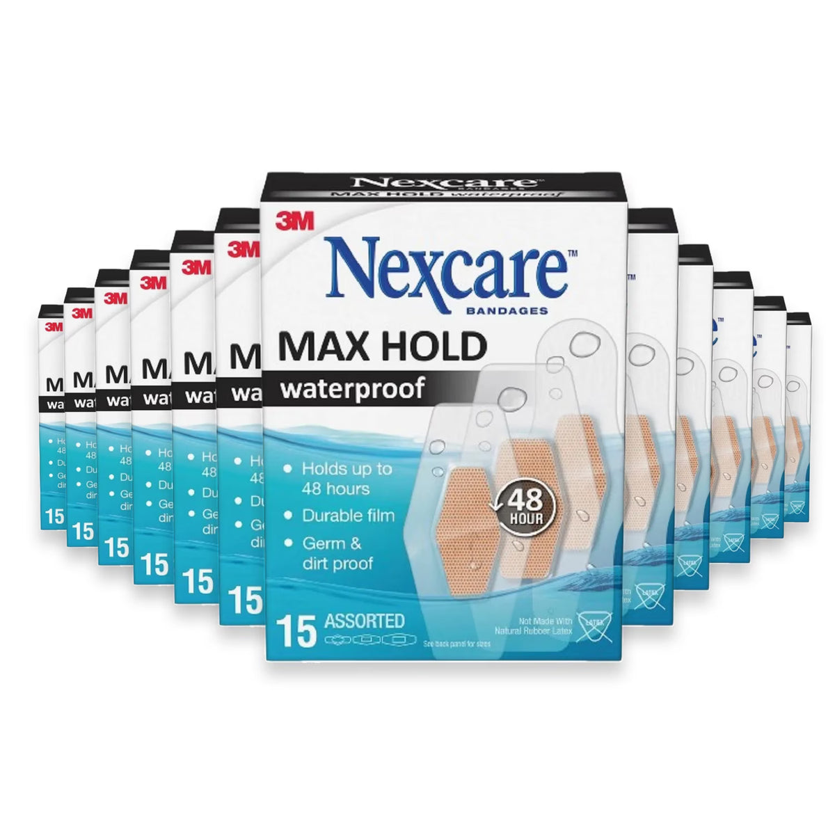 Nexcare Max Hold Waterproof Bandages 15 Ct | Case of 24 – Contarmarket
