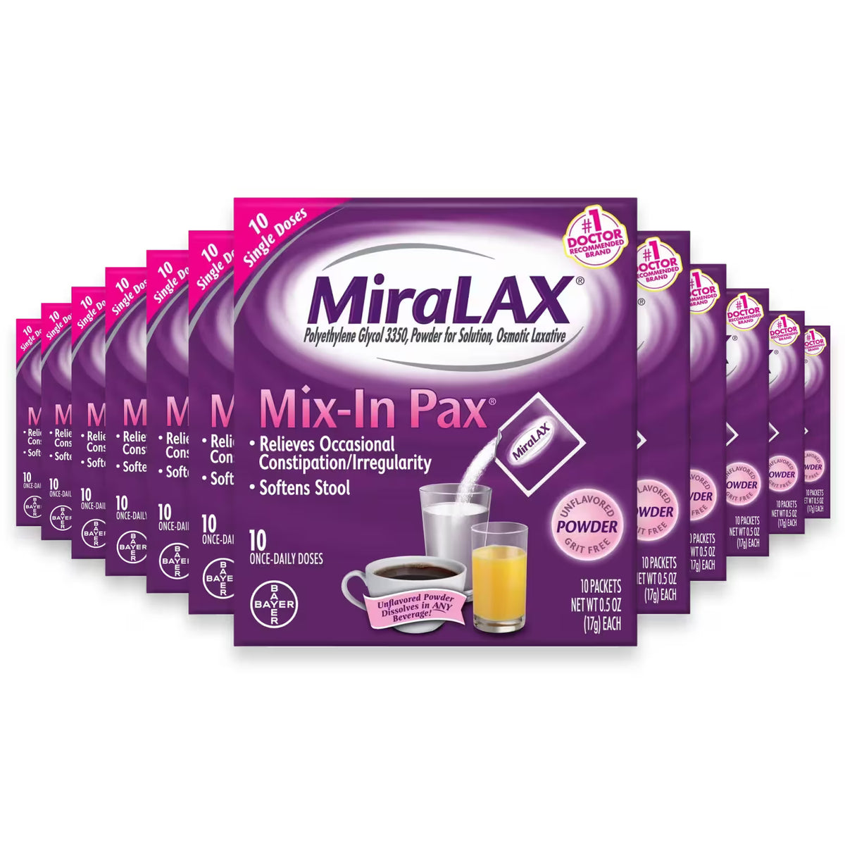 MiraLAX Single Dose 10ct – 5 oz – 36 Pack – Contarmarket