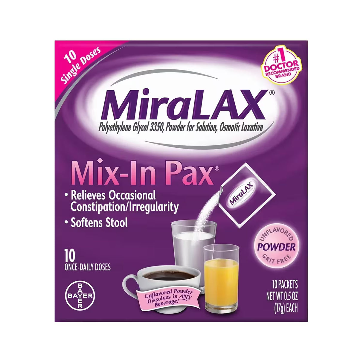 MiraLAX Single Dose 10ct – 5 oz – 36 Pack – Contarmarket
