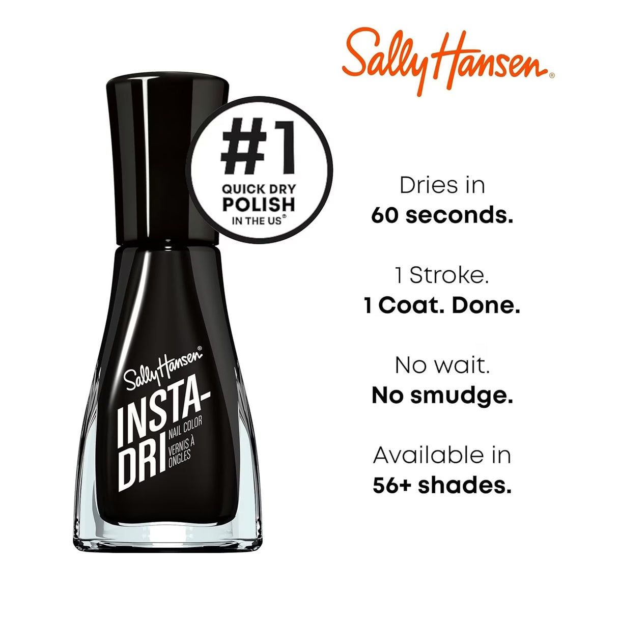 Sally Hansen Insta-Dri Nail Enamel Black to Black Glossy Opaque - 72 P ...