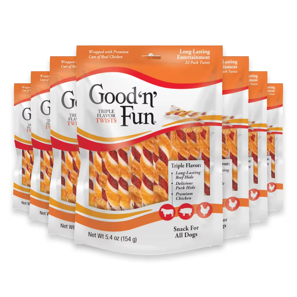 Good ‘n’ Fun Twists Dog Chews, Triple Flavor - 22 Ct - 7 Pack ...