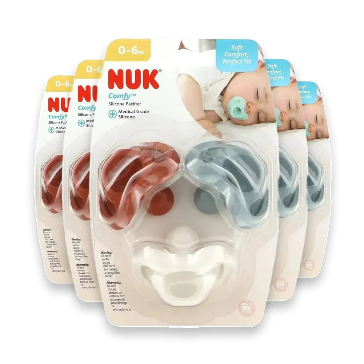 NUK - Comfy Silicone Pacifier, 0-6 Months, Earth Tones - 3 Count - 12 ...