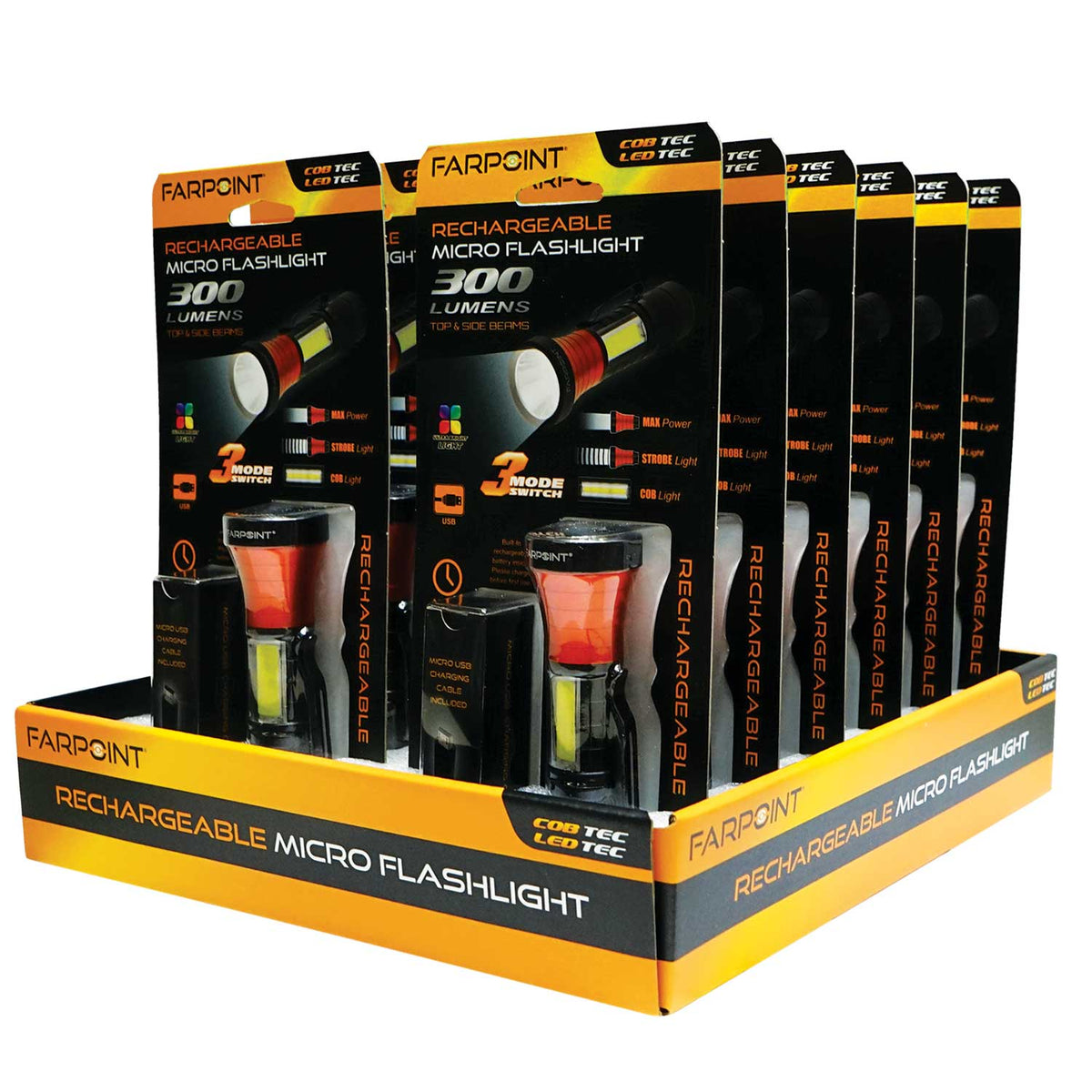 Rechargeable Micro Flashlight – 300 Lumens – Pack of 12 – Contarmarket